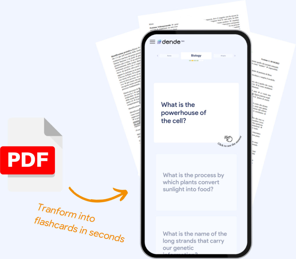 AI flashcard maker | Get 100s flashcards in seconds | dende.ai
