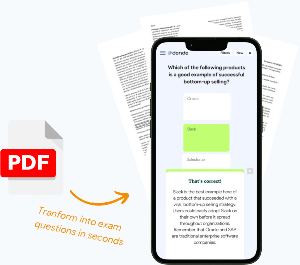 AI quiz maker from PDF | Get 100s questions | dende.ai